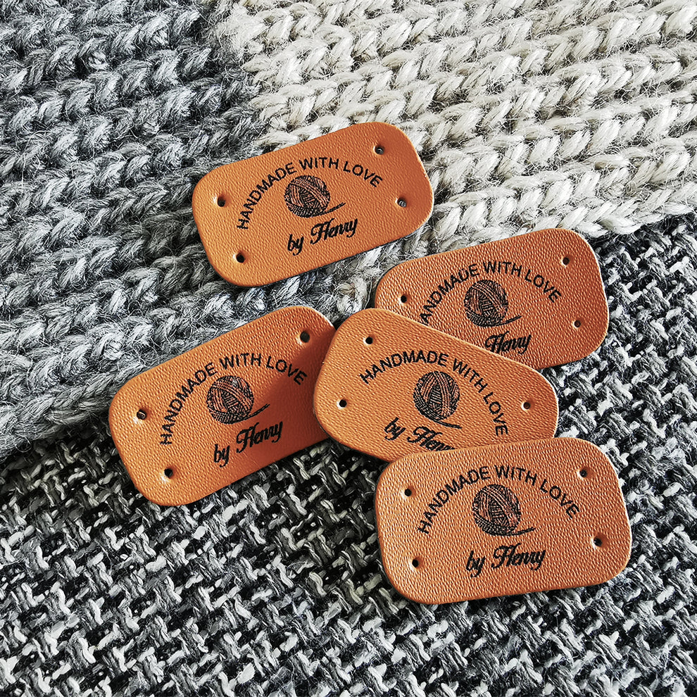 Personalised Leather Tags, Custom Leather Labels, Handmade Knitting Ta ...